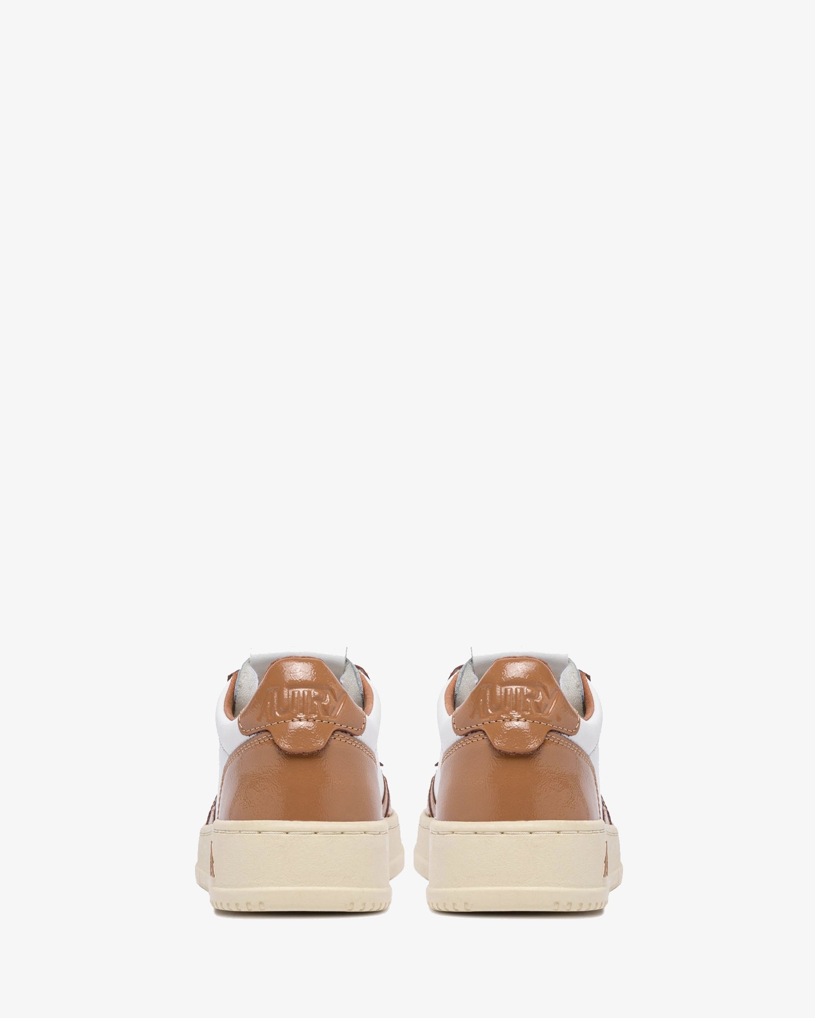 Autry Sneakers Medalist Low In Pelle Bianca E Laccato Cammello ...